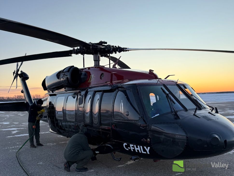 Local aviation enthusiast spotlights RCMP helicopter landing at Morden ...