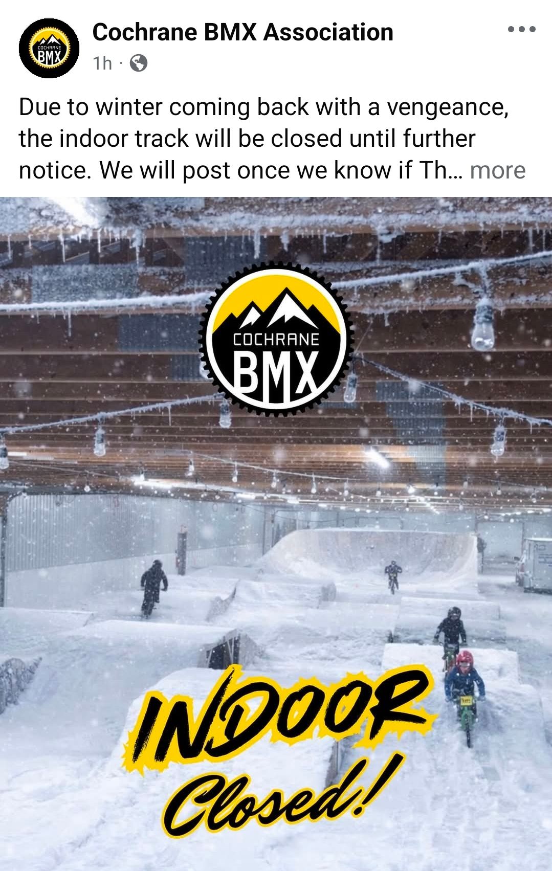 Cochrane BMX Association closes indoor track as winter storm hits ...