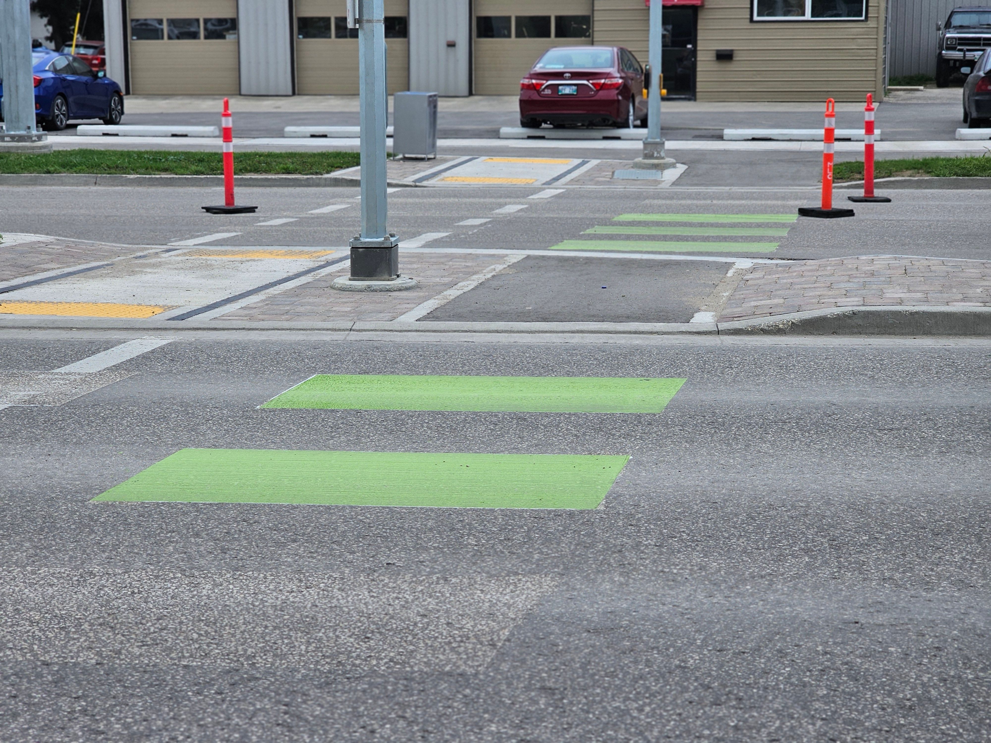 Portage adds green bike lane crossings at intersections - PortageOnline ...