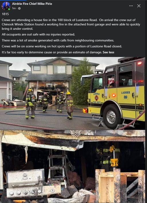 Airdrie fire crews battle Luxstone garage fire - DiscoverAirdrie.com ...