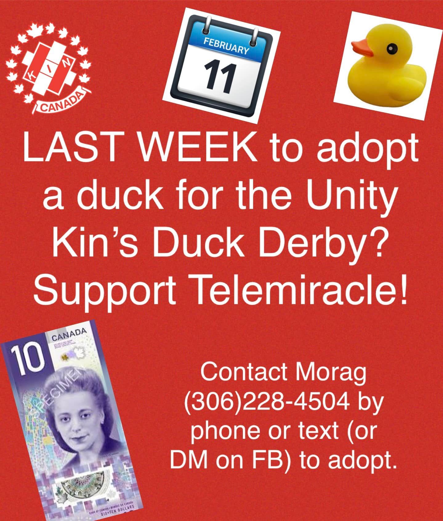 Kin Club of Unity hosting Duck Derby for TeleMiracle 48 ...