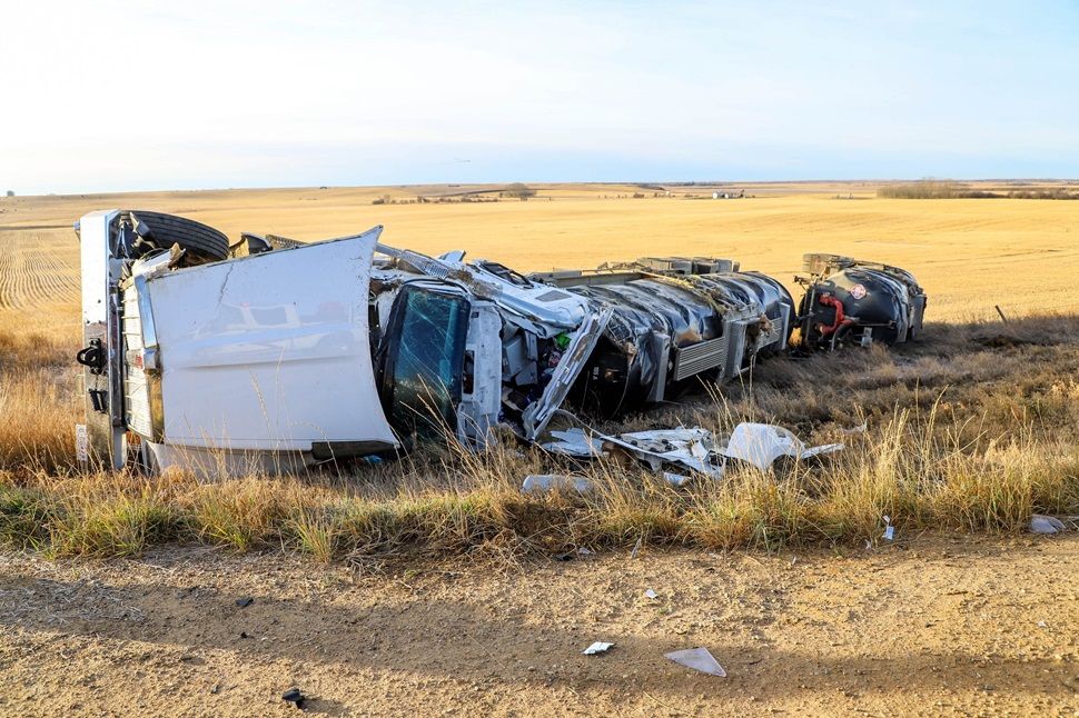 No injuries after oil tanker rollover on rural Provost road ...