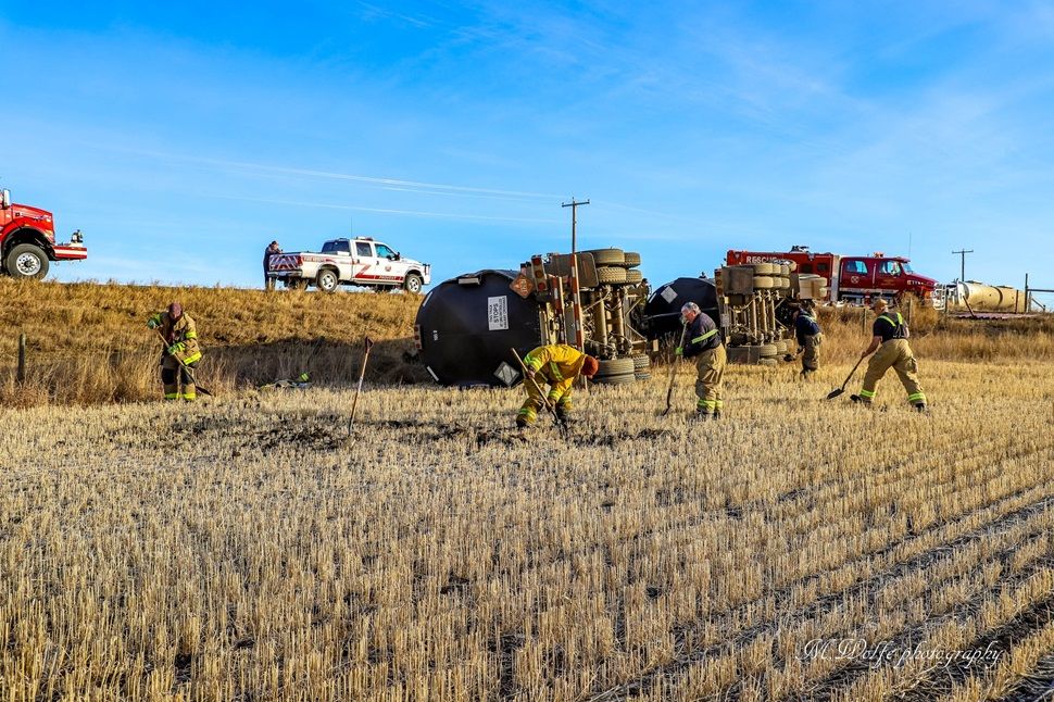 No injuries after oil tanker rollover on rural Provost road ...