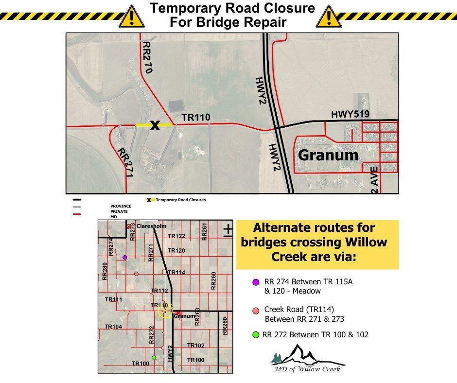 Section of road near Granum to close for bridge repairs - OkotoksOnline ...