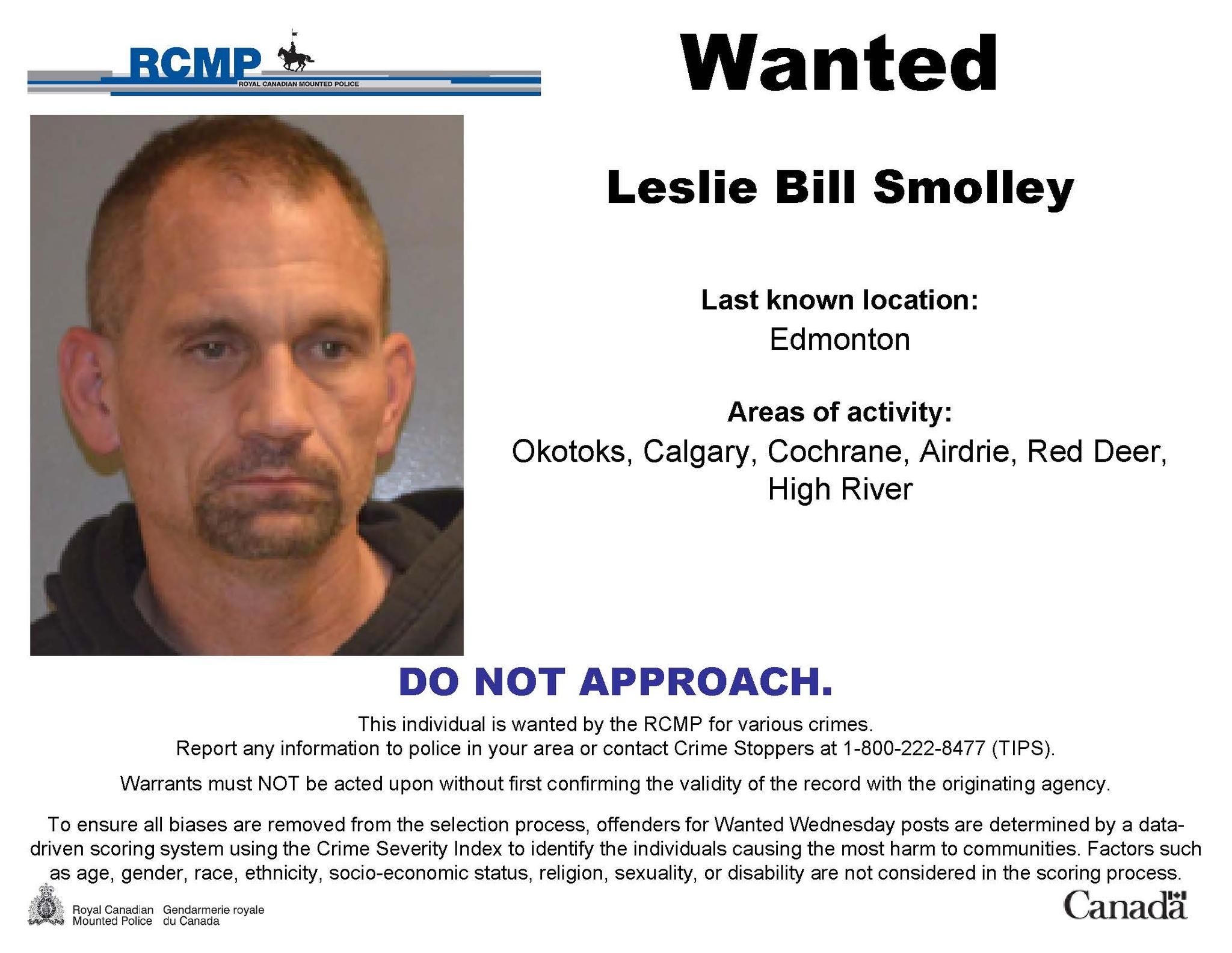 RCMP say wanted man’s areas of activity include Airdrie ...