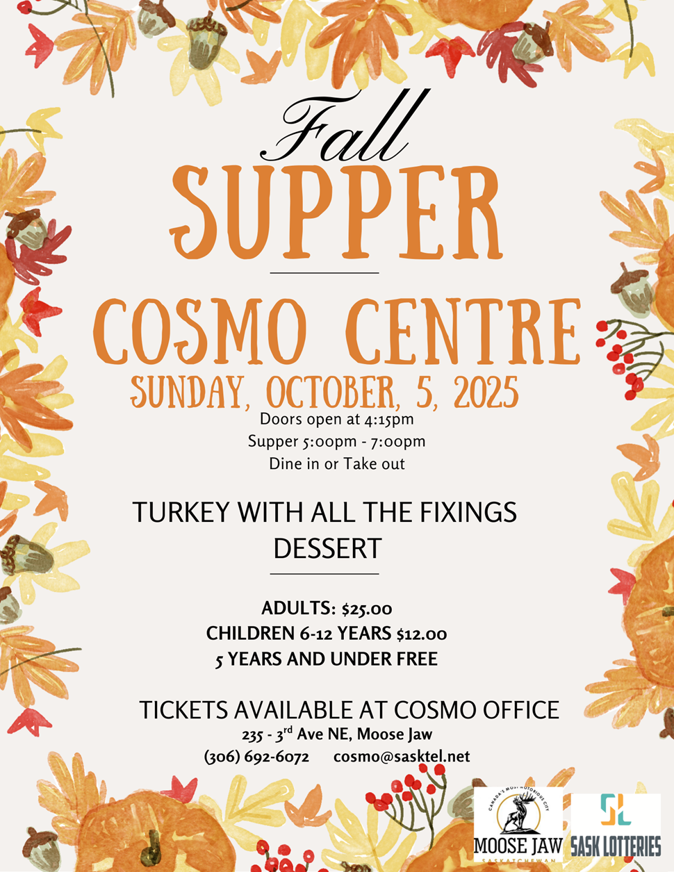 Cosmo Centre fall supper this Sunday - DiscoverMooseJaw.com - Local ...