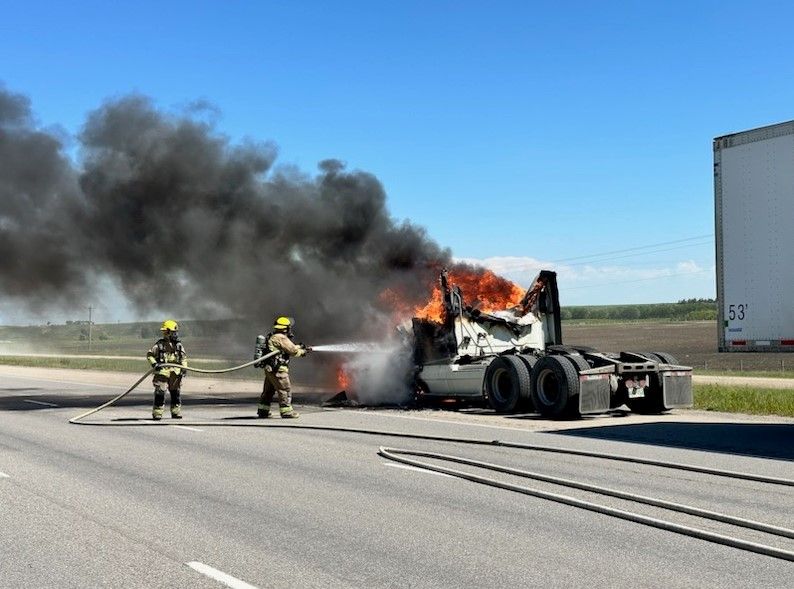 Local RCMP and firefighters tackle semi fire together - DiscoverAirdrie ...