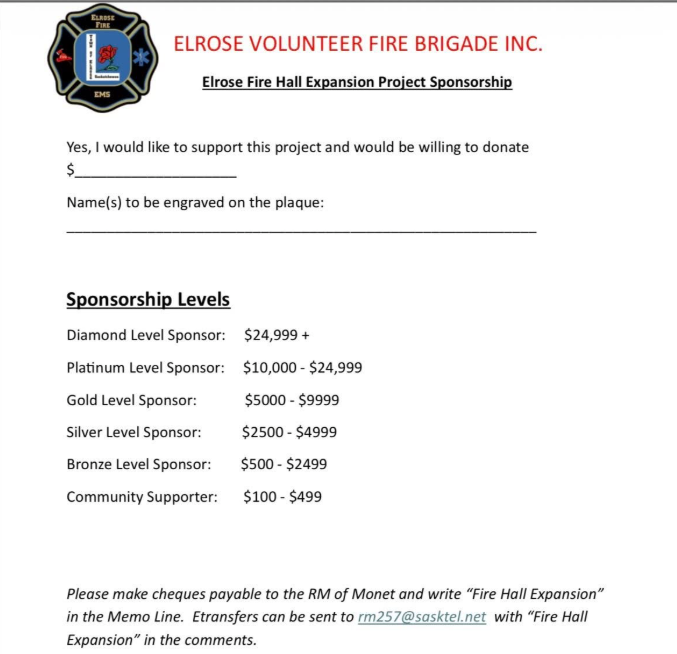 Elrose fire department raising money for fire hall expansion ...