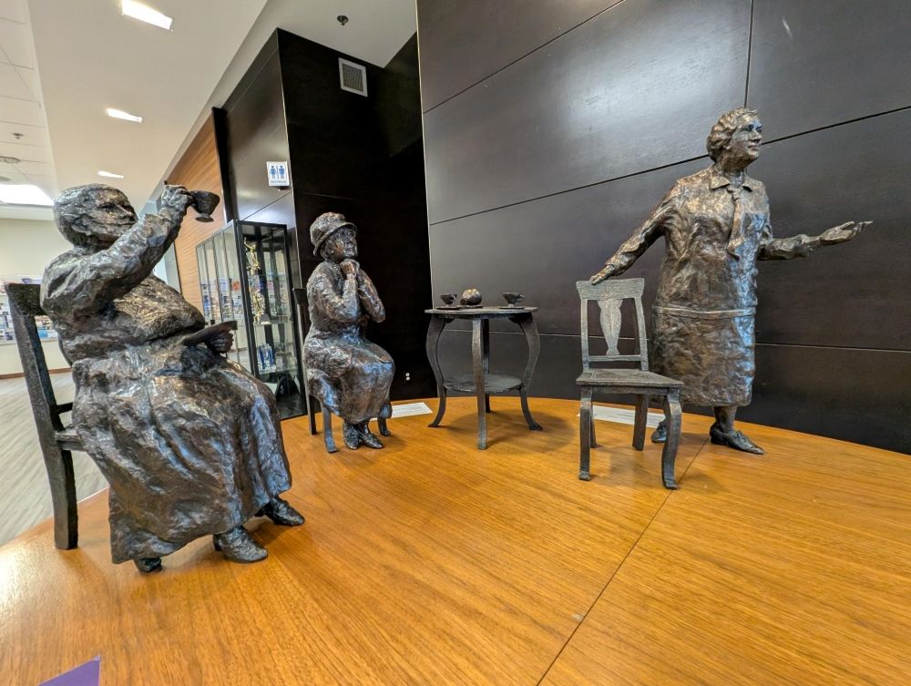 The Okotoks Municipal Office has an art exhibit for the Famous Five ...