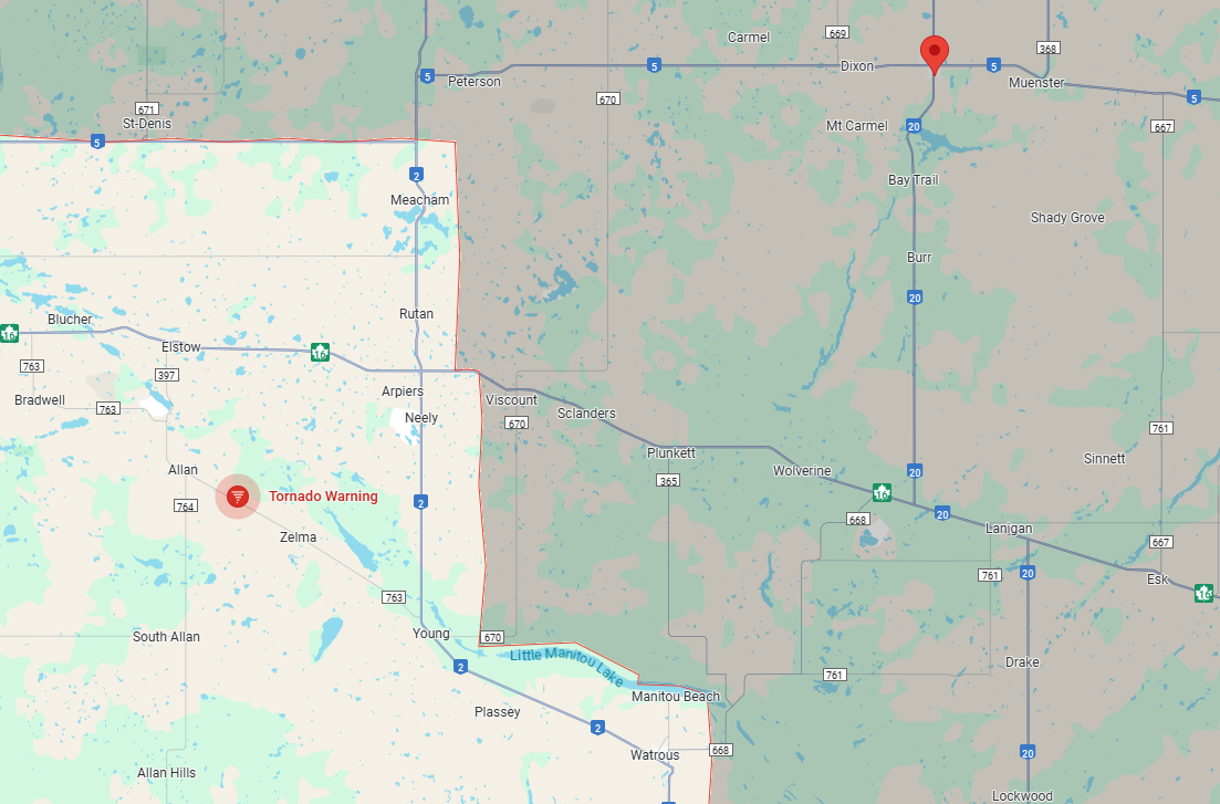 Ended: Thunderstorms for the region and a potential tornado near Allan ...