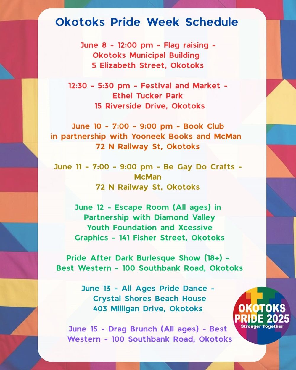 Okotoks Pride is celebrating Pride month starting this Sunday ...