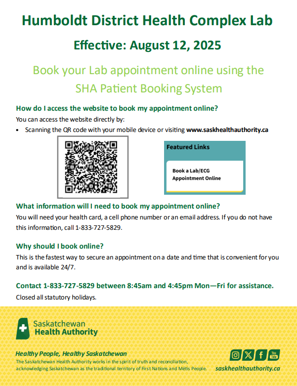 Online booking system launching for lab appointments in Humboldt and ...