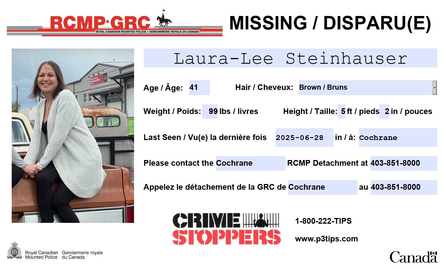 RCMP searching for missing woman last seen in Cochrane - CochraneNow ...